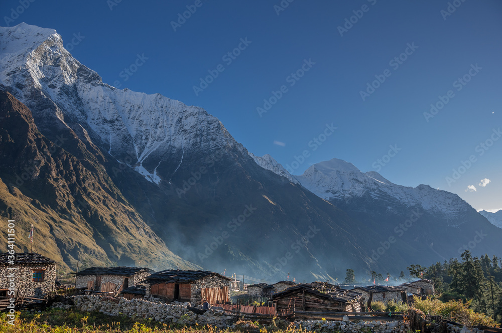 View of Kutang Himal range with Khayang & Saula Himal peaks, above ...