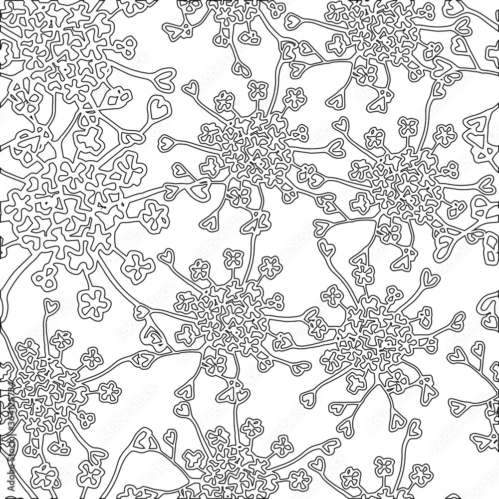 Seamless pattern of wild flowers. Dense Ray composition on a white ...