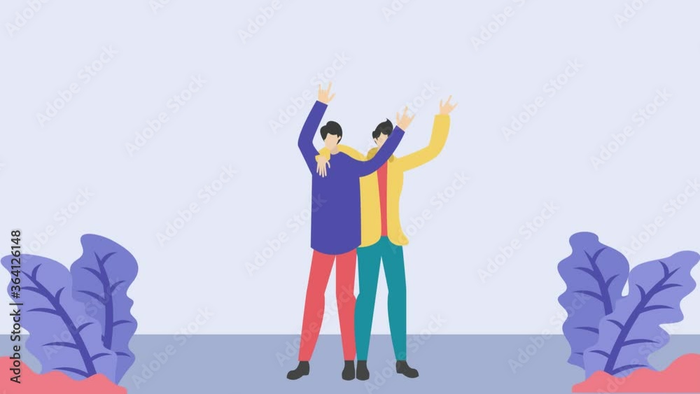 Two people hugging and lifting hands together Stock Video | Adobe Stock