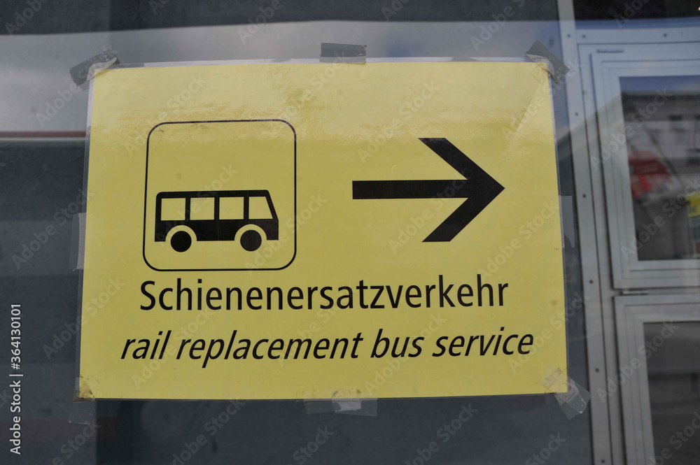 rail replacement bus service sign Stock Photo | Adobe Stock