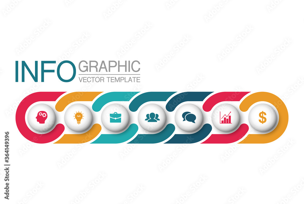 Vector infographic template with 7 steps or options. Data presentation ...