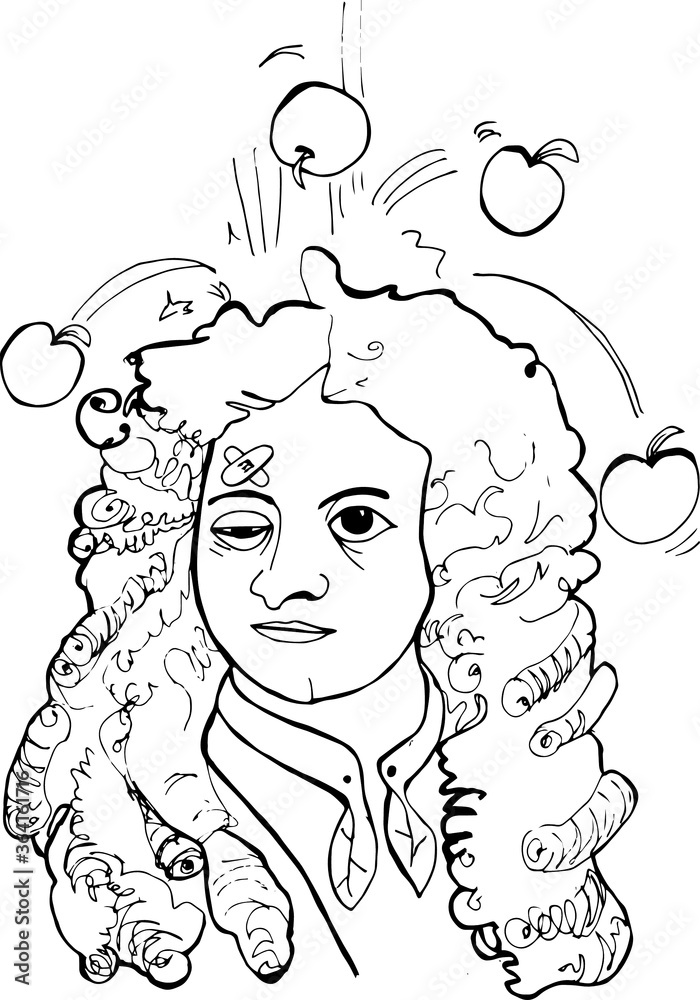 Isaac Newton Vector Caricature. Funny cartoon portrait newton, isaac ...