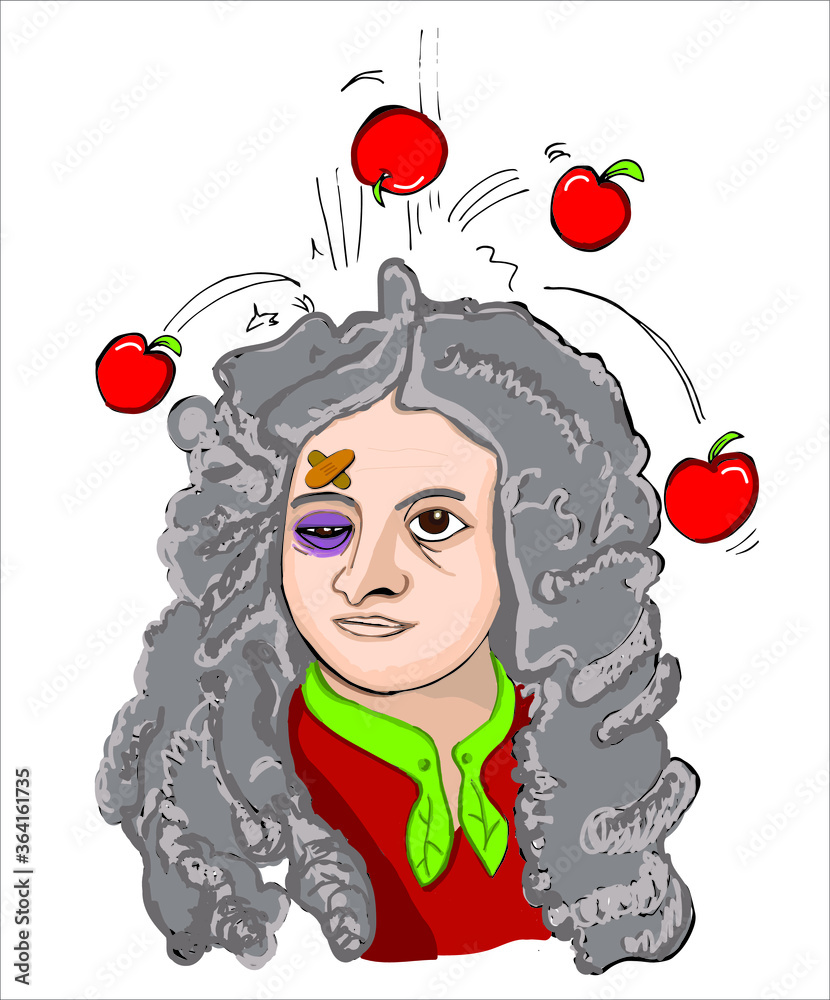 Isaac Newton Vector Caricature. Funny cartoon portrait newton, isaac ... Isaac Newton Vector Caricature. Funny cartoon portrait newton, isaac ...