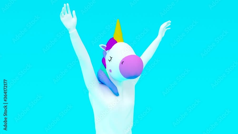 Unicorn Hands Waving to say hello. Loop animation with Alpha Mask 4k ...