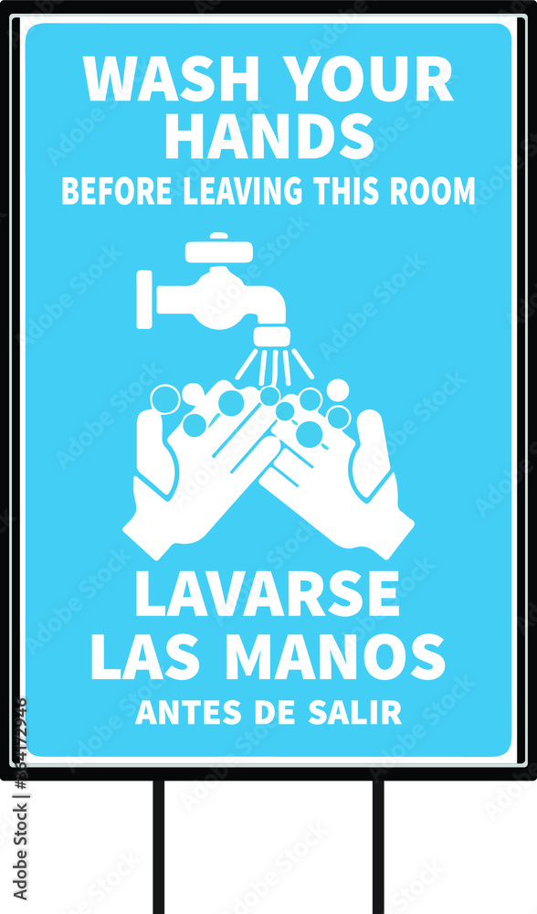 Wash your hands covid19 awareness poster vector English and Spanish ...