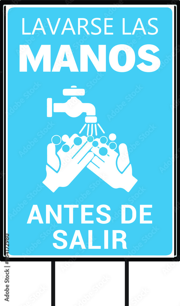 Lavarse las Manos antes de Salir covid19 awareness Spanish language ...