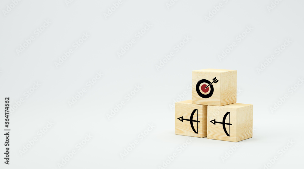 stacked cubes with arrow symbols pointing towards a target on white ...