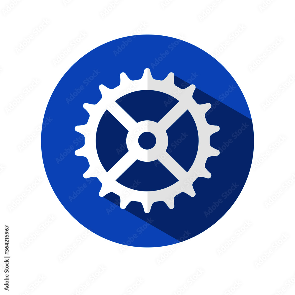 Gear vector icon.flat style of a gear wheel on a circular background ...