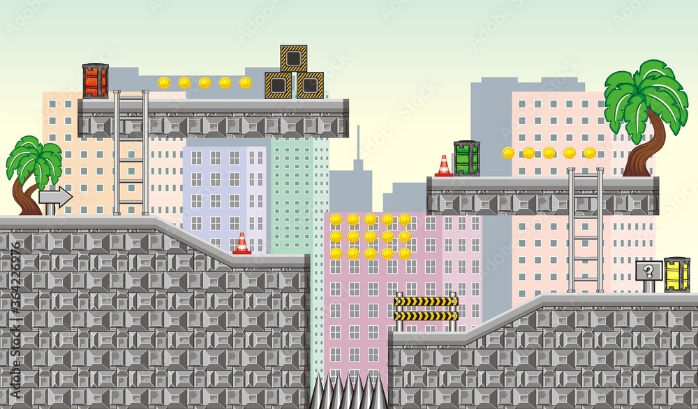 Tileset Platform for creating Game, A set of layered vector game asset ...