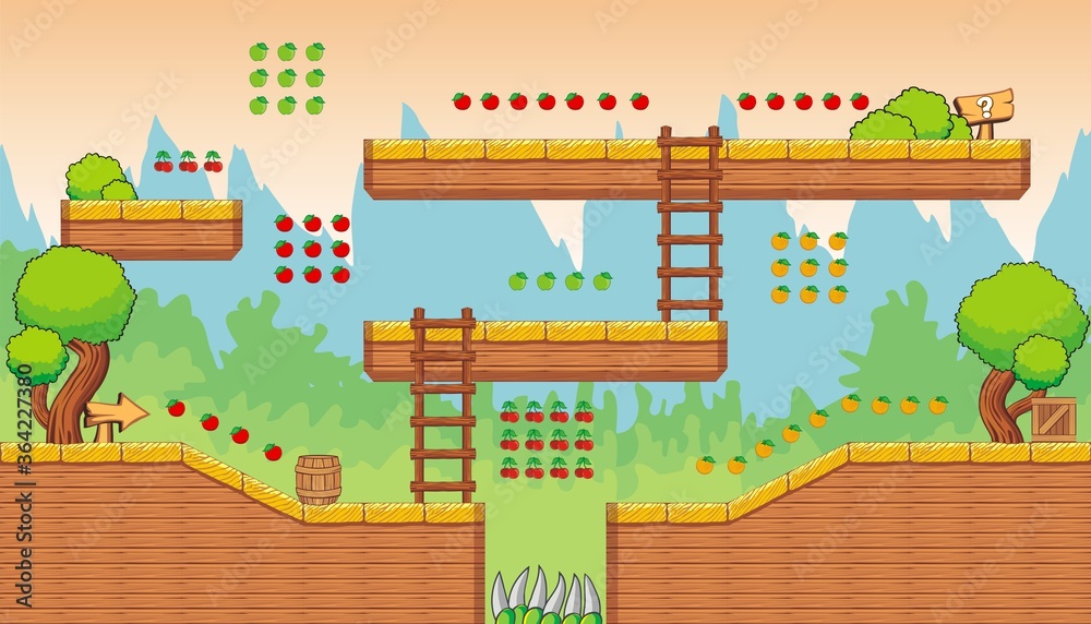 Tile set platform for game, A set of layered vector game asset ...