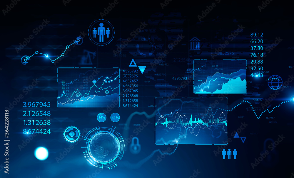 HUD financial infographics interface, data Stock Illustration | Adobe Stock