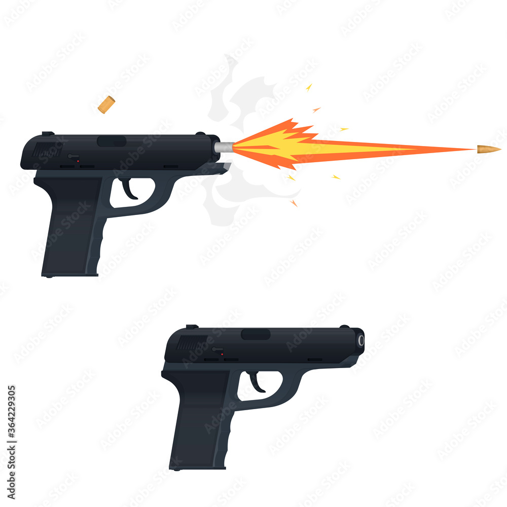 Pistol. Shooting weapons, vector illustration. Gun shot Stock Vector ...