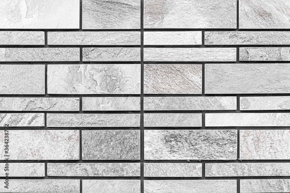 Block pattern of white stone cladding wall tile texture and seamless ...