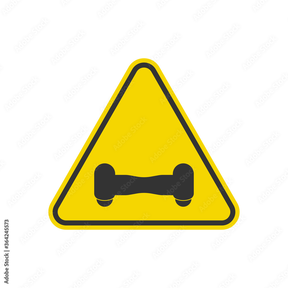 Hoverboard attention sign. Caution symbol modern, simple, vector, icon ...