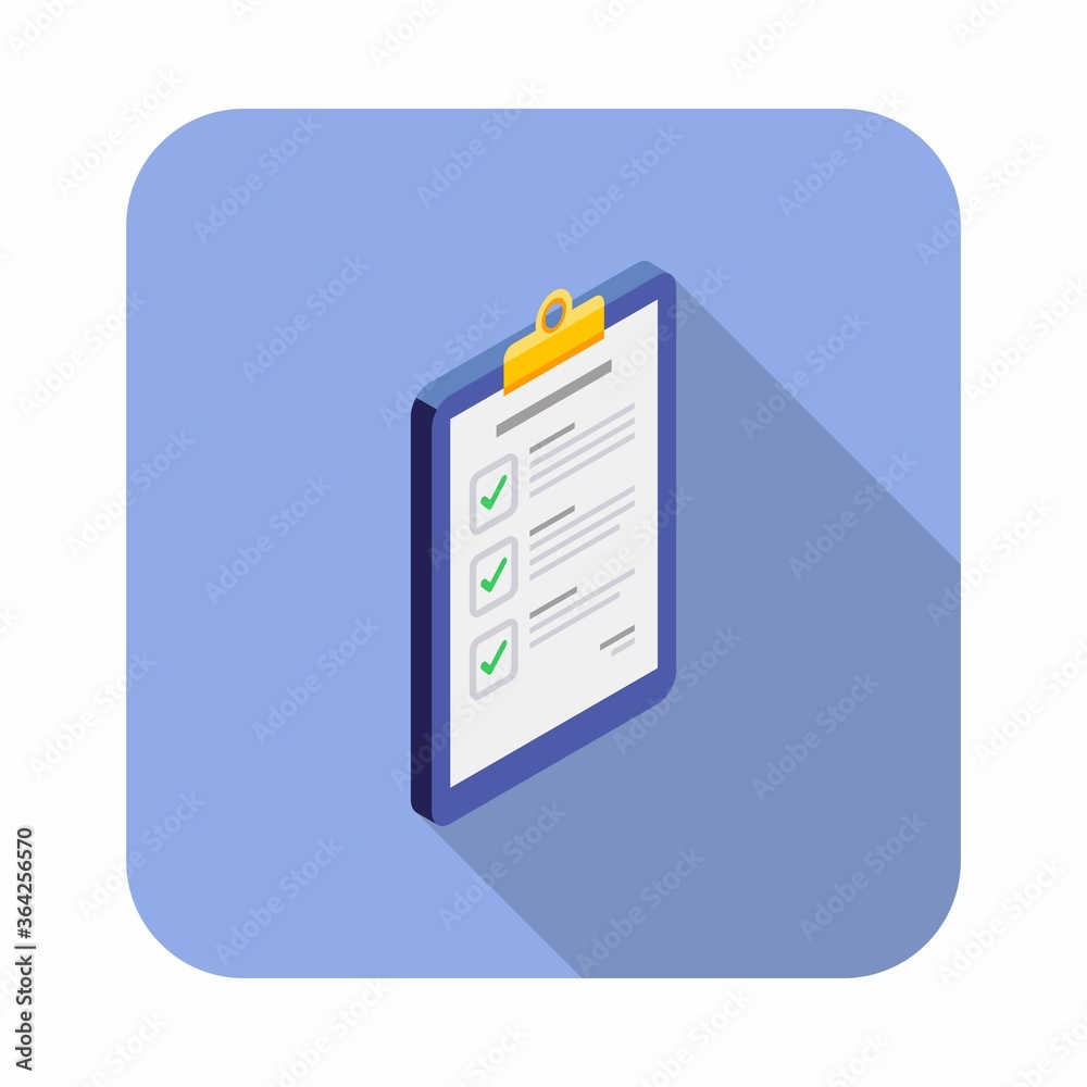 Checklist Isometric right view icon vector isometric. Flat style vector illustration. Stock ...
