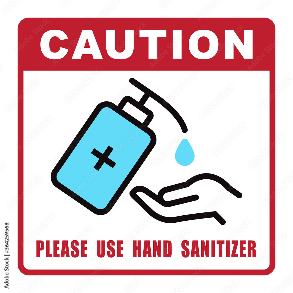 Use Hand Sanitizer sign vector Illustration, Content - Please use hand ...