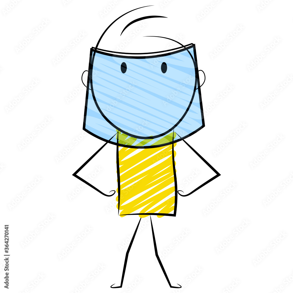 cartoon stickman with protective mask. Vector Illustration Stock Vector ...
