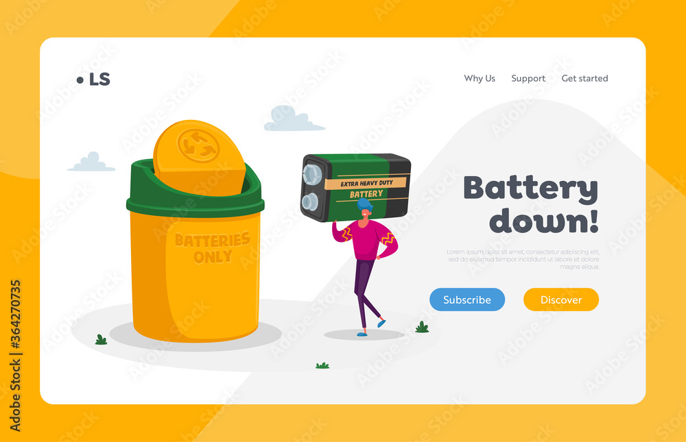 E-waste Batteries Recycling, Nature Protection Landing Page Template ...