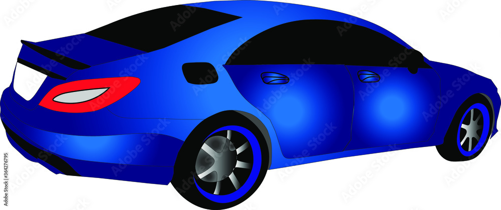 Vector blue sports car illustration Stock Vector | Adobe Stock