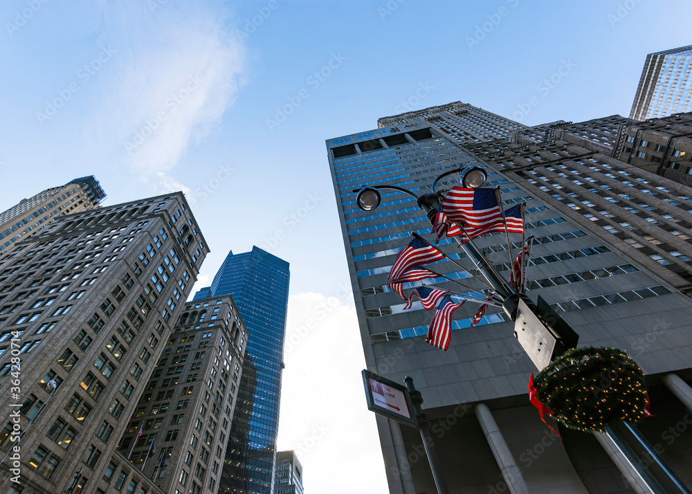 New York, USA - December 5, 2019. Building architecture in the ...