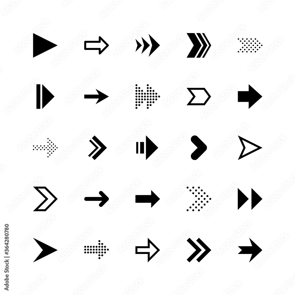 Arrows collection for navigation or loading web buttons vector symbol ...