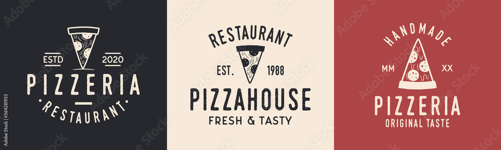 Pizza logo set. Logo for pizza house, pizzeria, restaurant with pizza ...