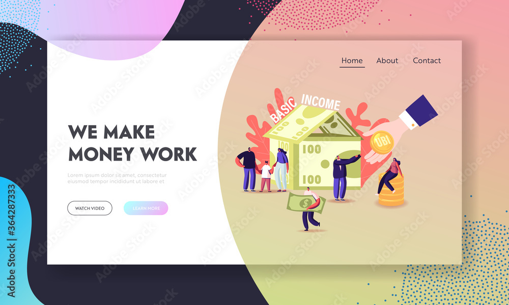 Ubi, Universal Basic Income Landing Page Template. Tiny Characters ...