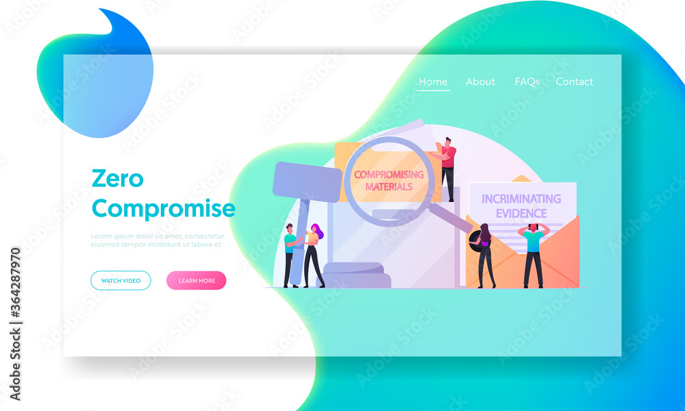 Compromising Material Landing Page Template. Tiny Characters with ...