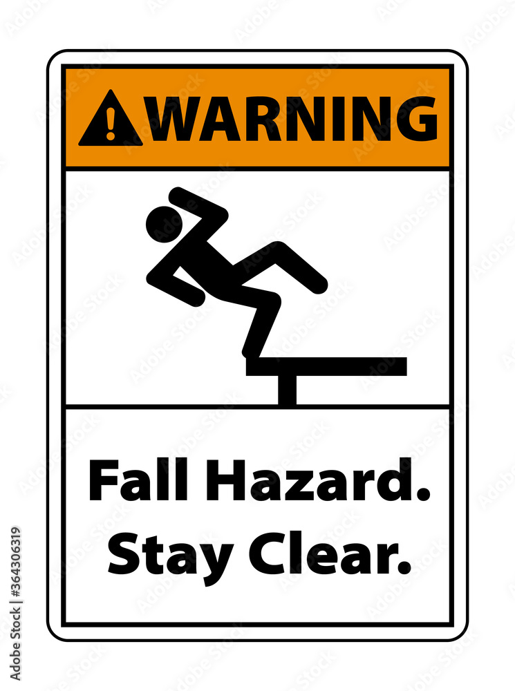 Warning Fall Hazard Stay Clear Sign and symbol for safety vector Stock ...