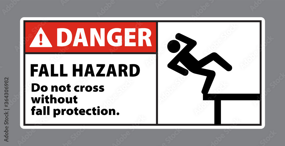 danger caution warning Fall Hazard Do Not Cross Without Fall Protection ...
