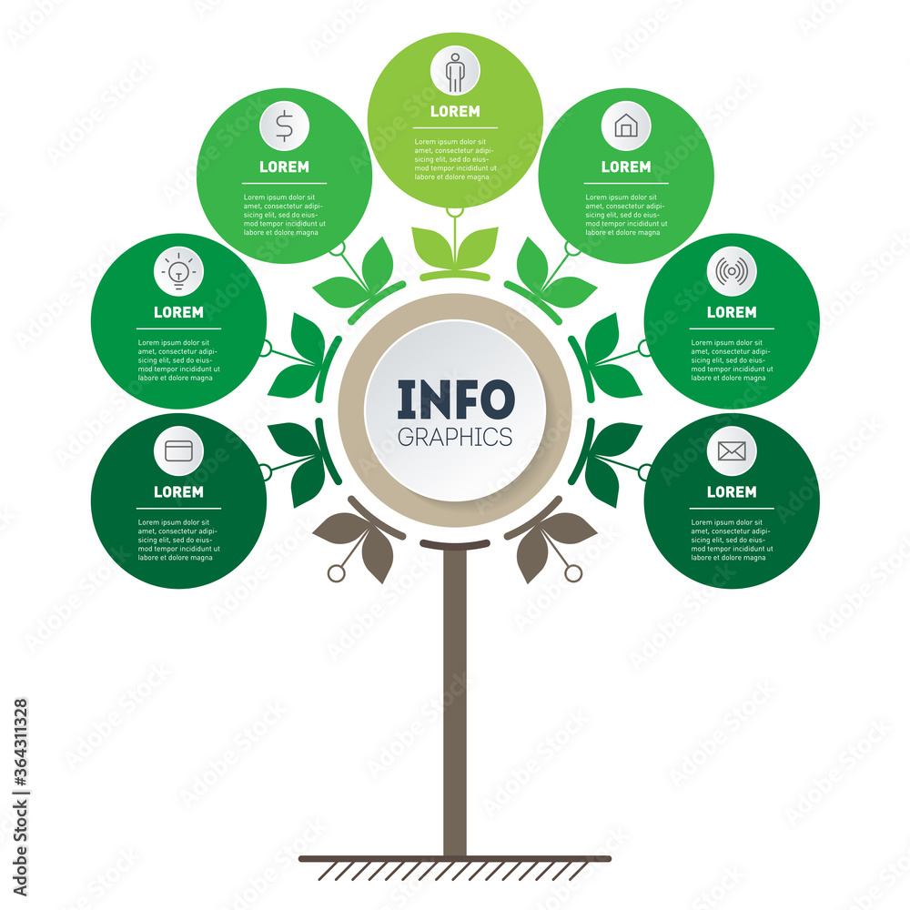 Green Timeline or infographics. Tree of development and growth of the ...