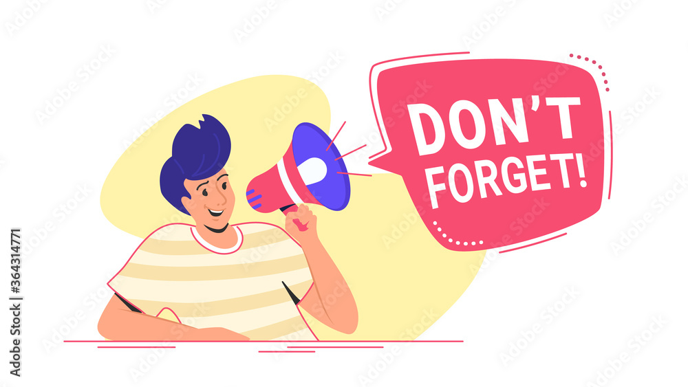 Vetor de Do not forget something important loudspeaker banner to remind ...