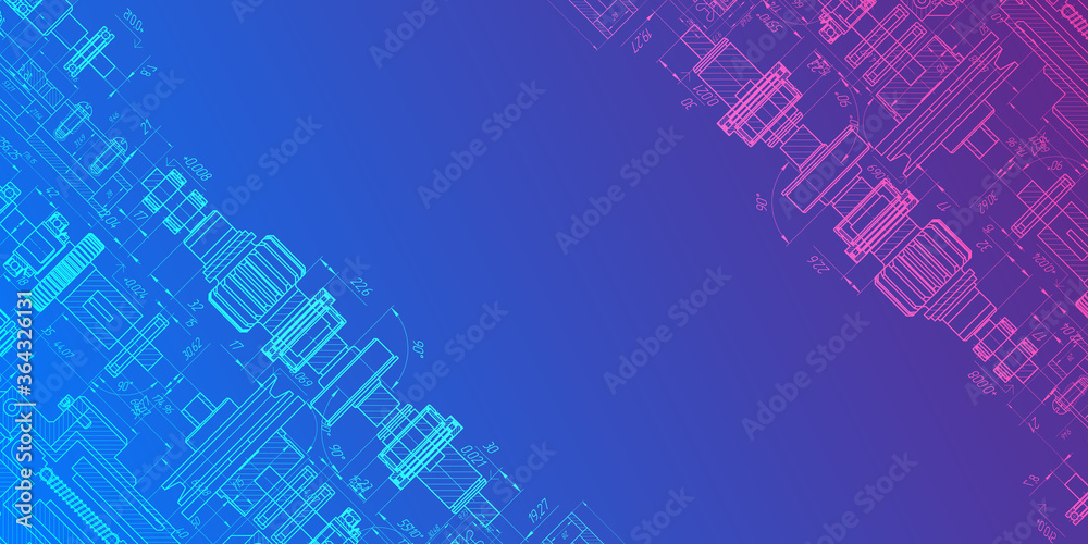 Engineering project.Technical drawing background . Drawing of a ...