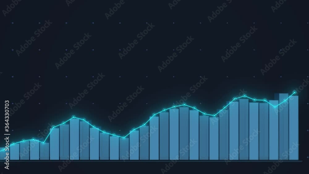 Blue colored rising stock graph 4K animation. Dynamic infographics ...