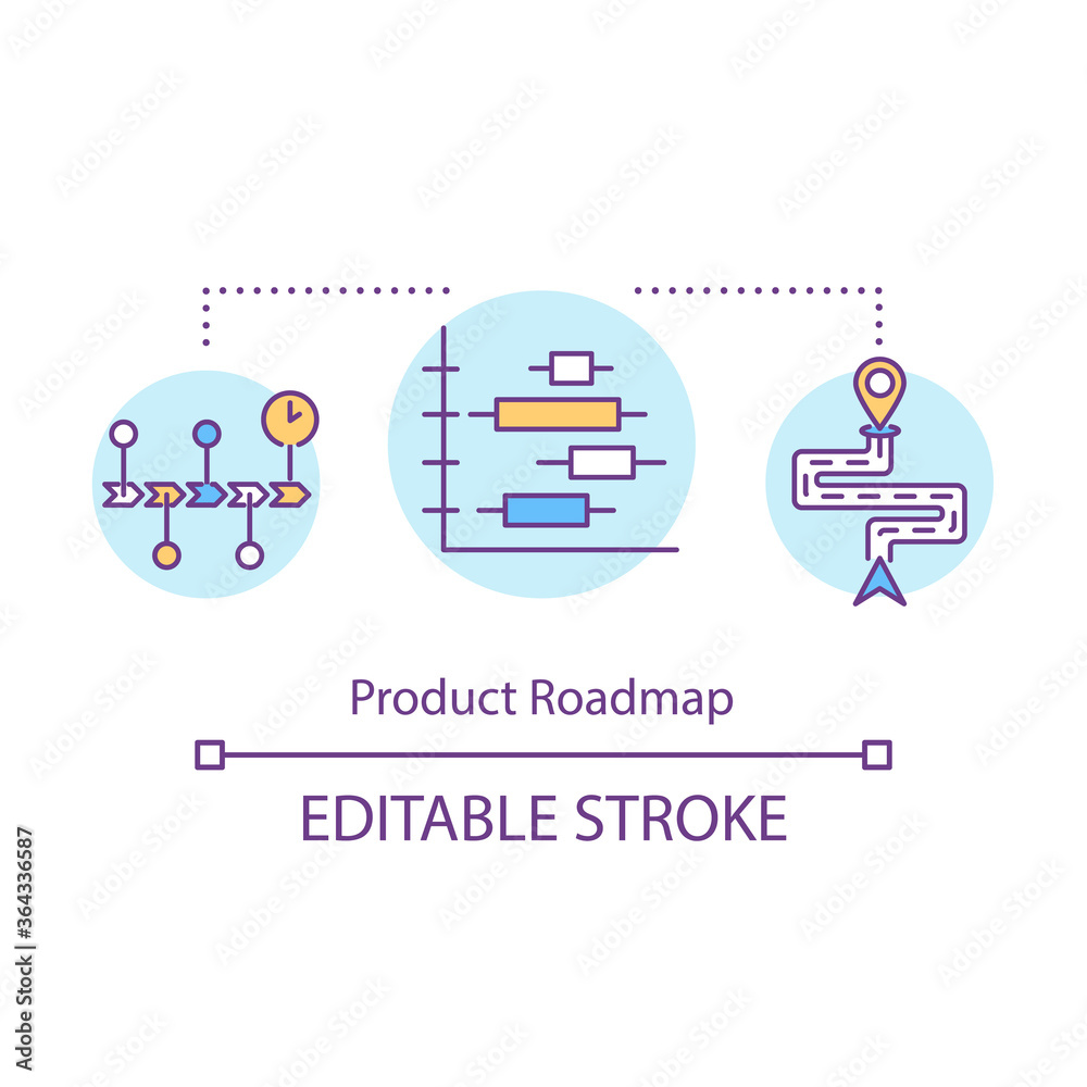 Product roadmap concept icon. Direction of business development ...