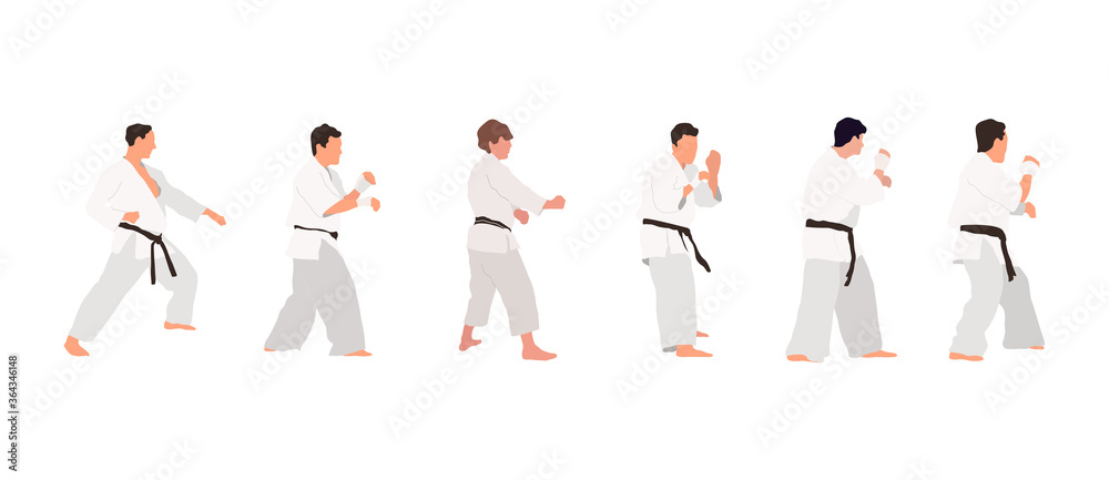 Karate people big vector isolated flat illustration set Stock Vector ...