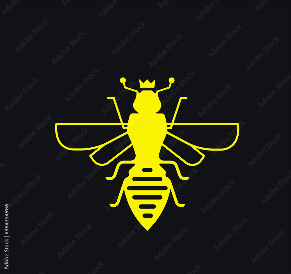 Bee, bee queen logo vector, use for logo designs, package design, honey products. Stock Vector ...
