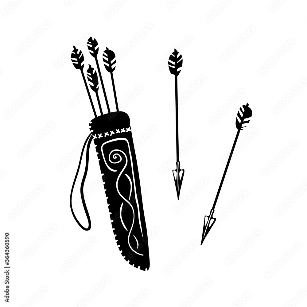 Quiver and arrows black silhouette Vector elements Stock Vector | Adobe ...