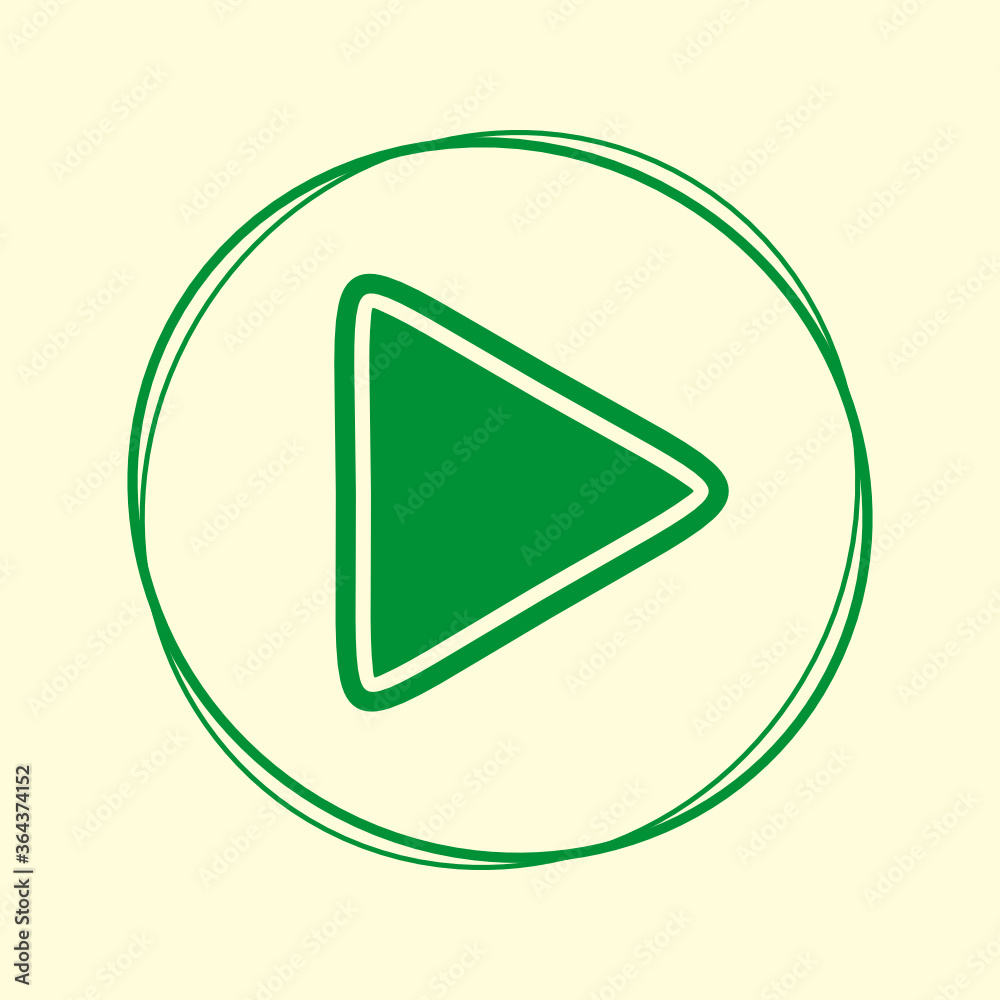 play video button icon symbol and logo on green color scheme vector ...