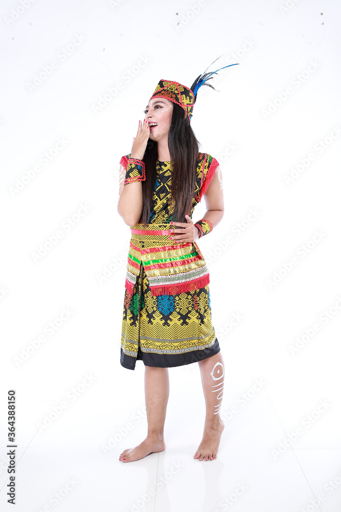 Beautiful smiling Asian girl wearing a set of modern traditional ...