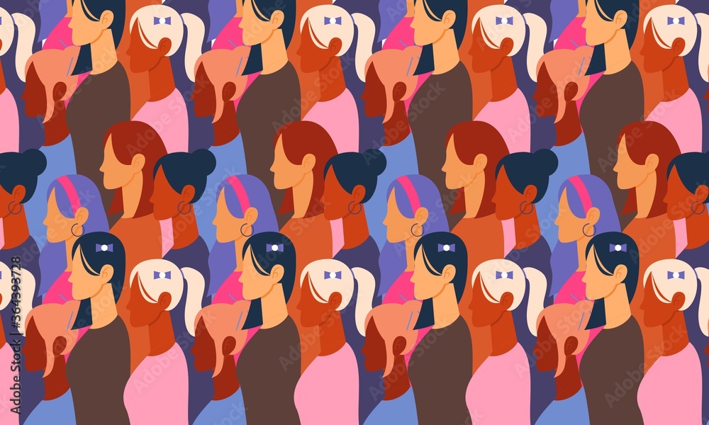 International Womens Day. Pattern women different nationalities and ...