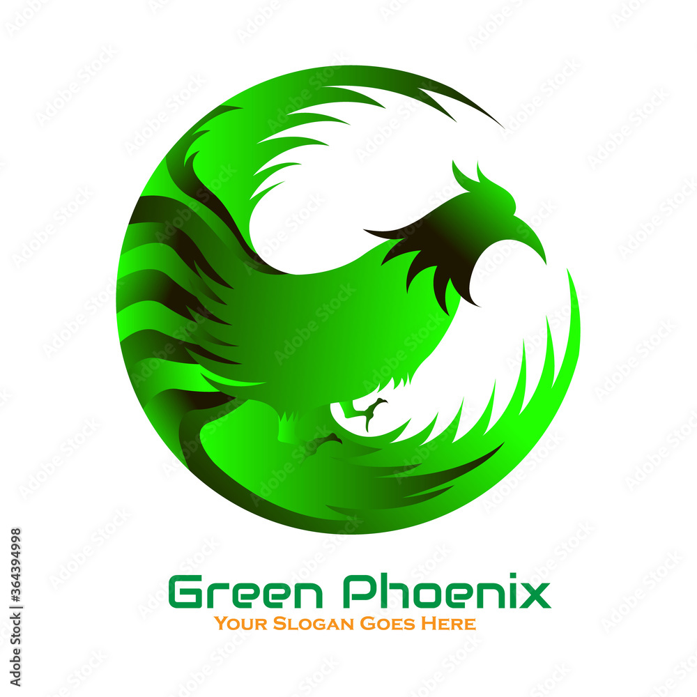 Vector logo green phoenix design in eps 10. Simple template and ready ...