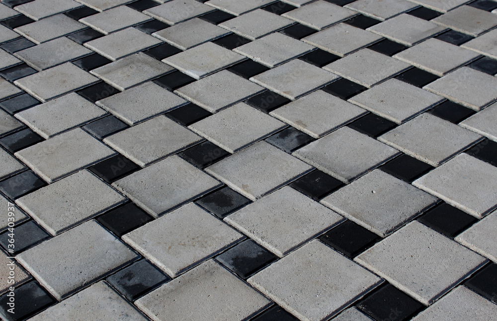 landscaping, application and urban planning with colored paving stones ...