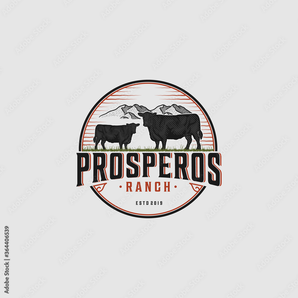 Black Angus Vintage Logo Design Inspiration For Ranch Business Stock ...