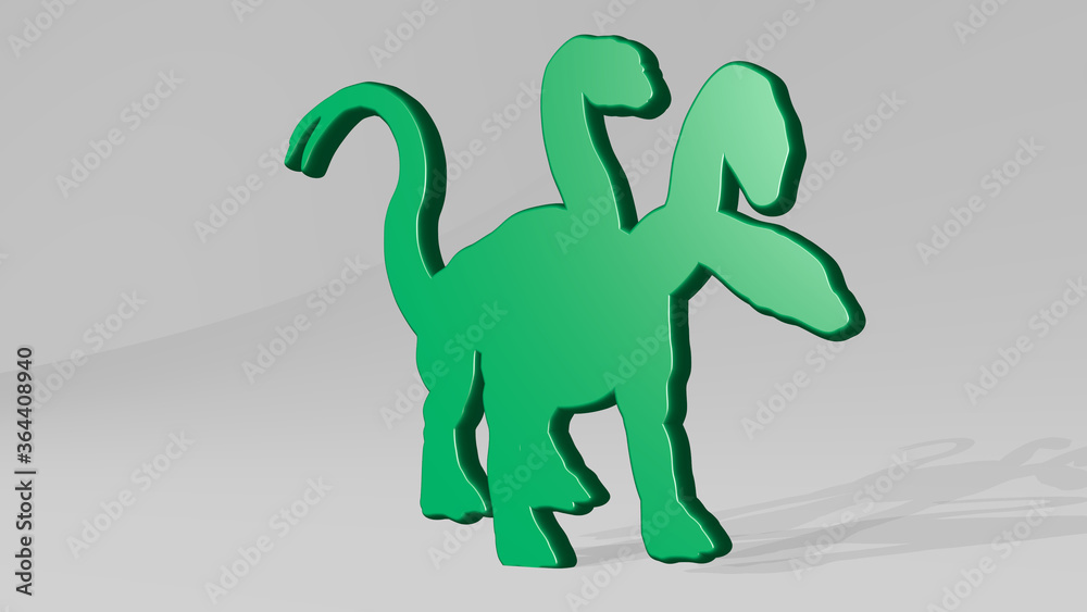 three head monster from a perspective with the shadow. A thick ...