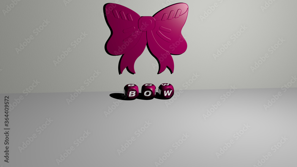 3D representation of BOW with icon on the wall and text arranged by ...
