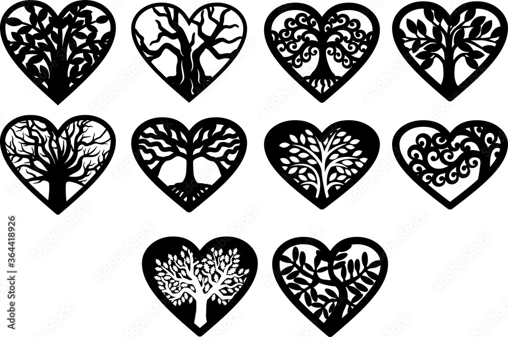 Tree Inside Heart, Tree of Life Laser Cutting Template Trees ...