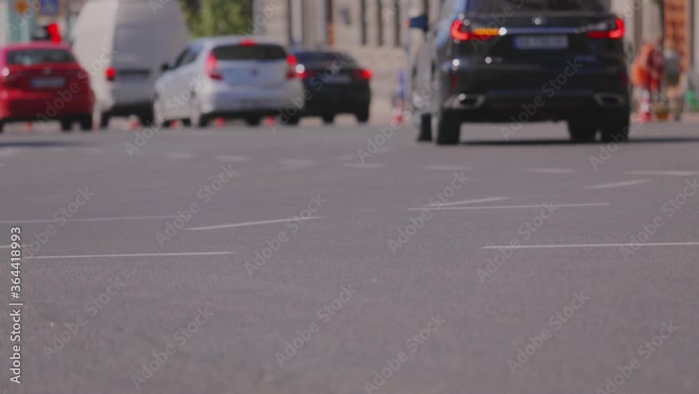 The road with cars going. Cars in the city. Heavy city traffic Stock ...