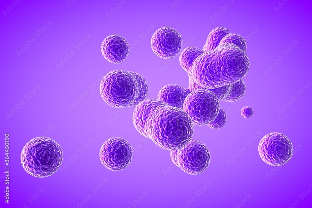 Purple elastic metaball in 3d. Small molecules are separated from the ...