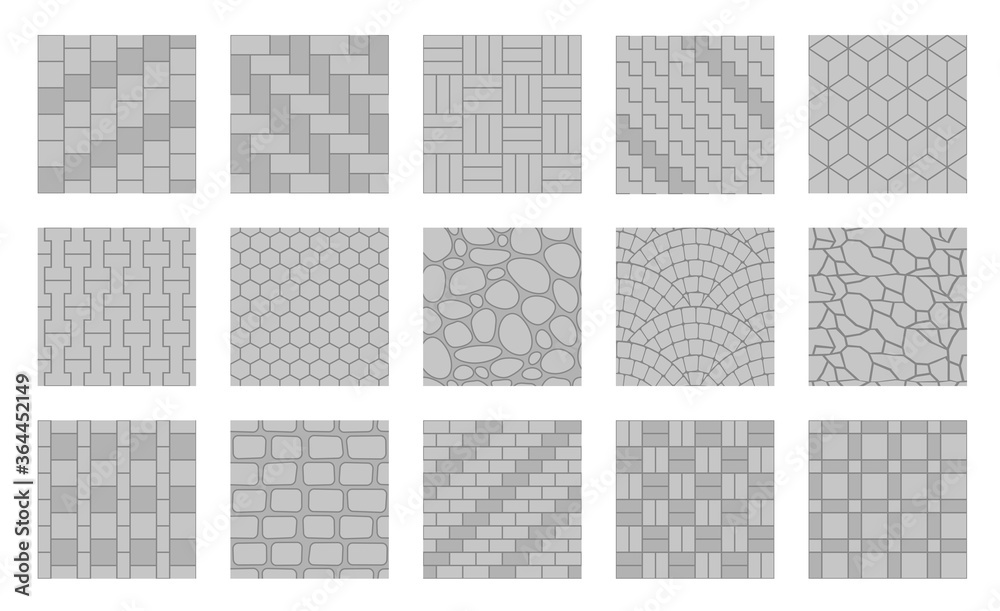 Set of vector street pavements. Top view. Collection of paving slabs ...
